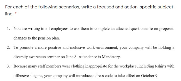 Solved For each of the following scenarios, write a focused | Chegg.com