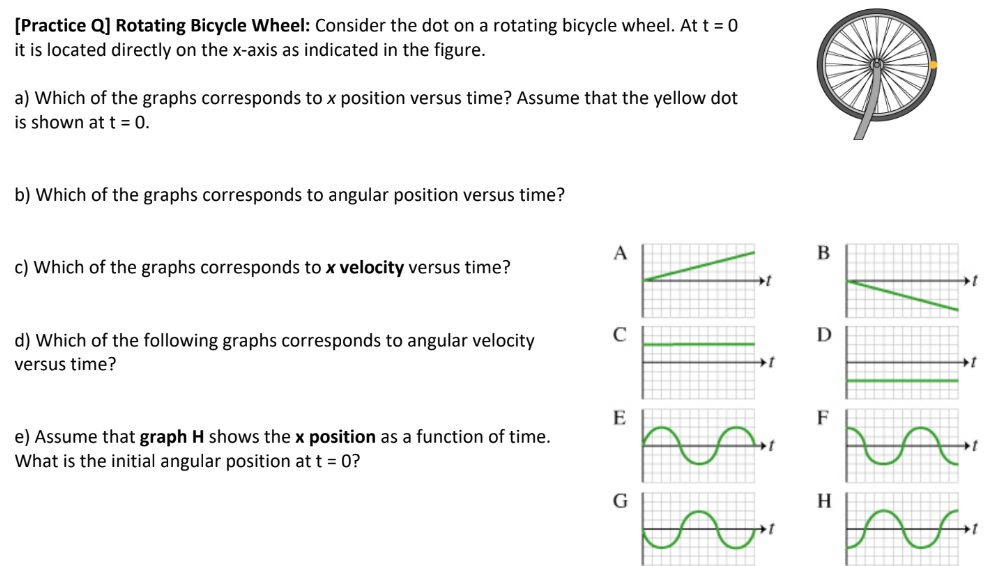 Solved [Practice Q] Rotating Bicycle Wheel: Consider the dot | Chegg.com