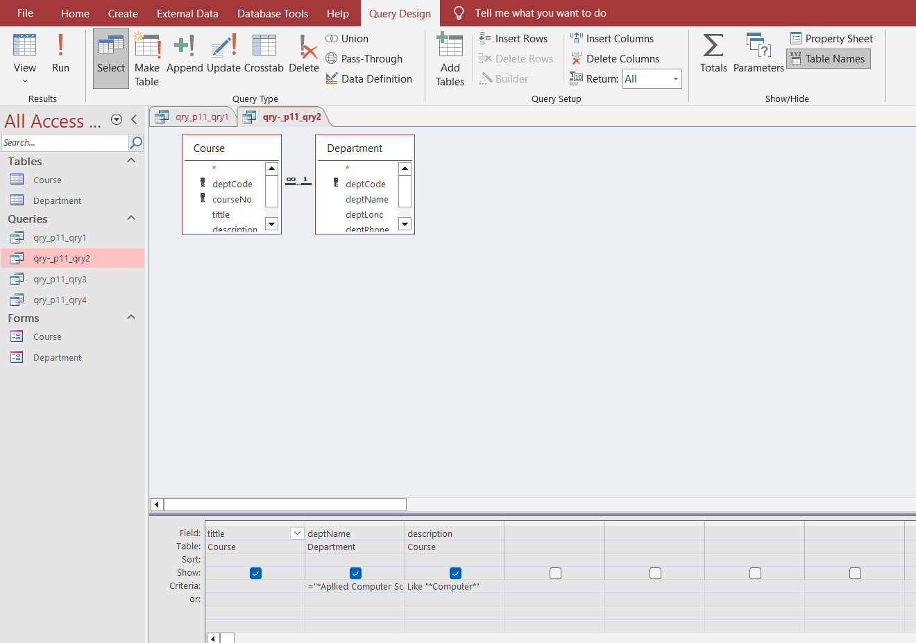 Solved Update the Course Table's Description for Course Num | Chegg.com