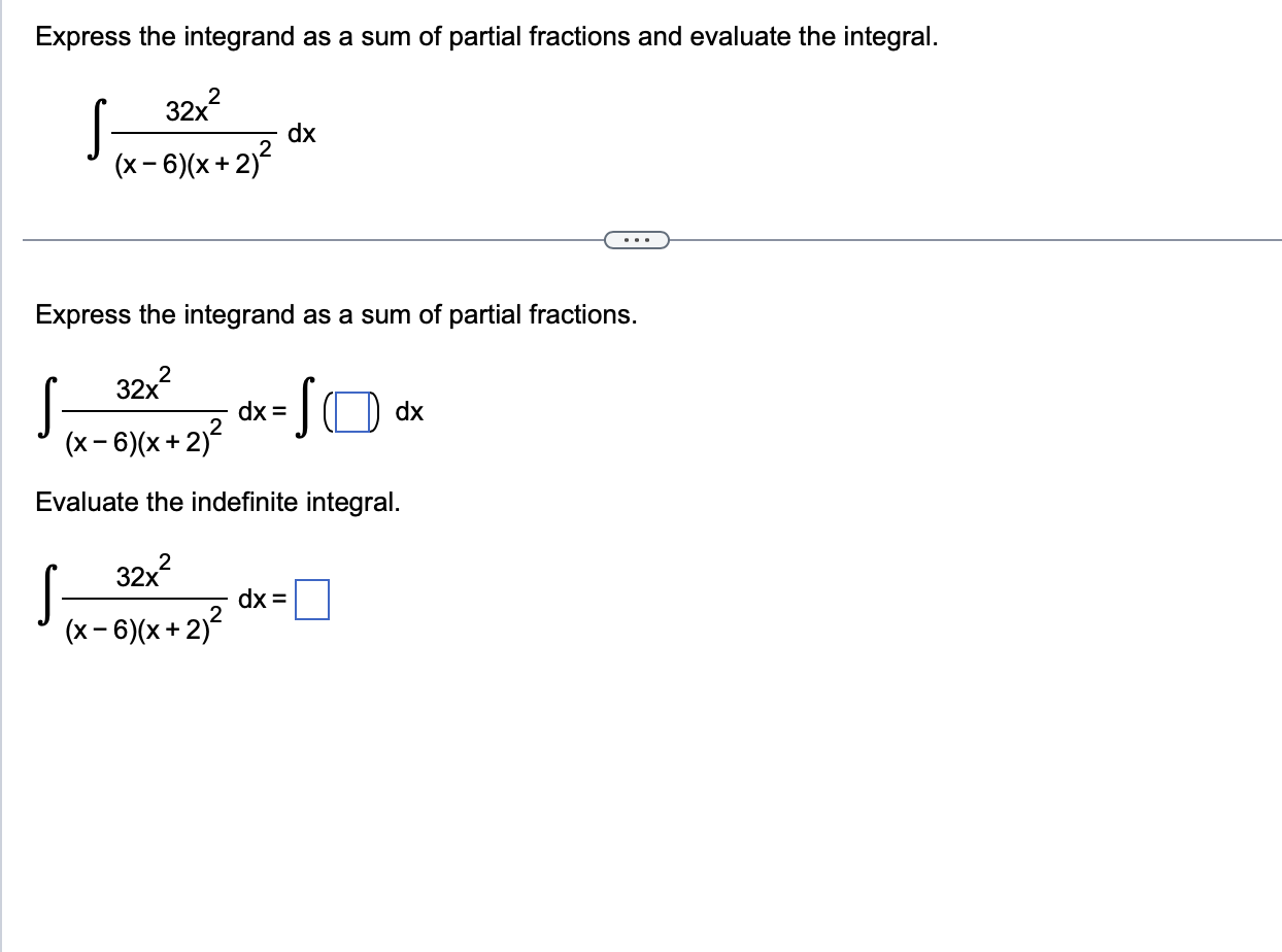Solved Express the integrand as a sum of partial fractions | Chegg.com