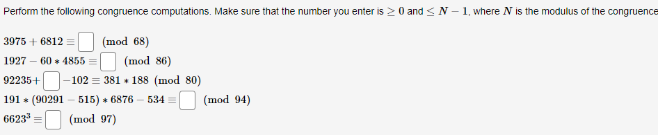 Solved Perform the following congruence computations. Make | Chegg.com