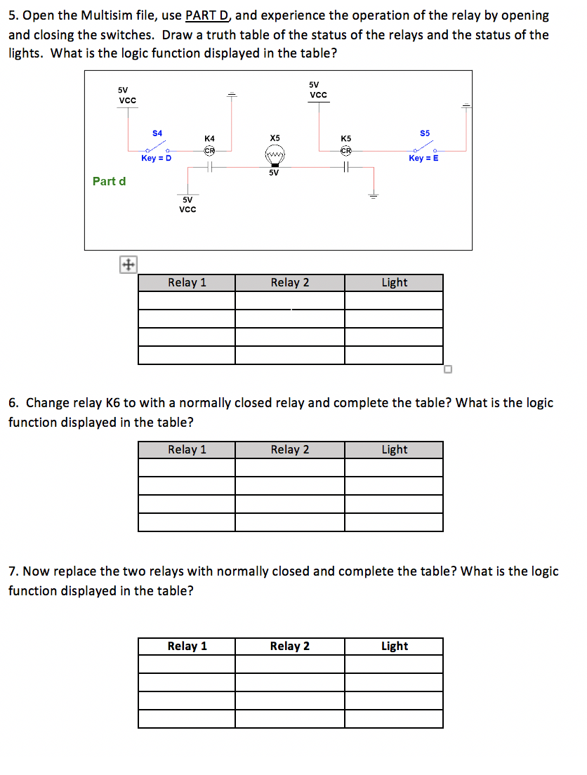 Solved 5. Open the Multisim file, use PART D, and experience | Chegg.com