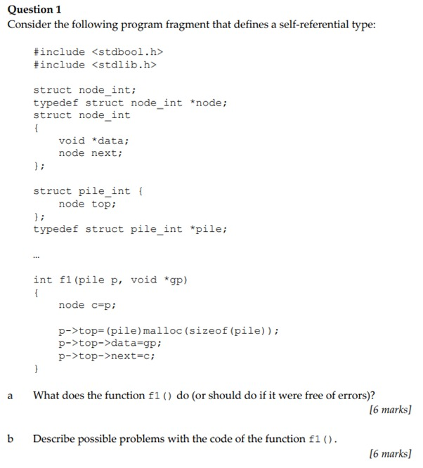 Question 1 Consider the following program fragment | Chegg.com