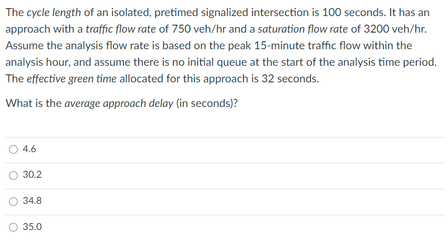 Solved The cycle length of an isolated, pretimed signalized | Chegg.com