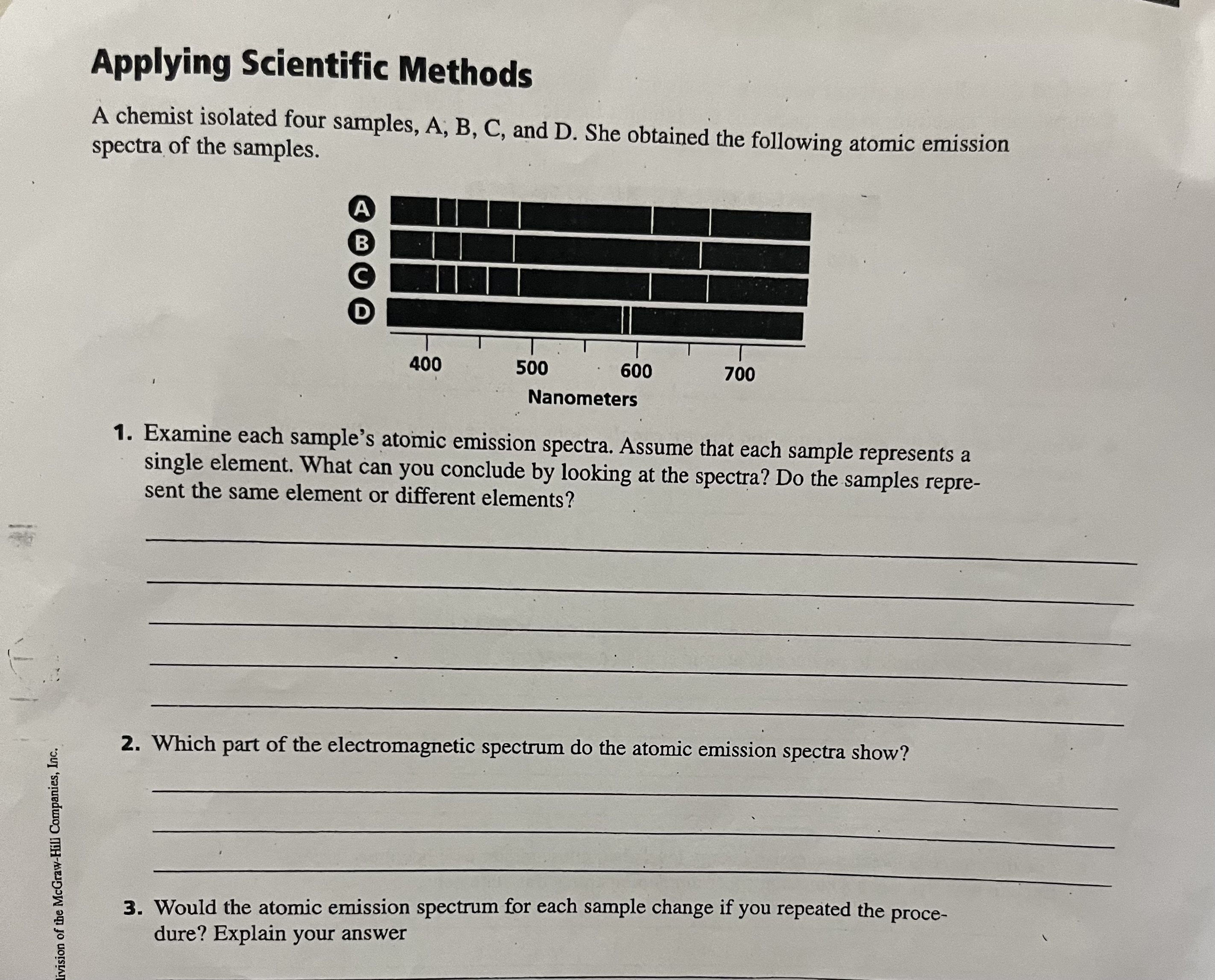 Solved Applying Scientific Methods A chemist isolated four | Chegg.com