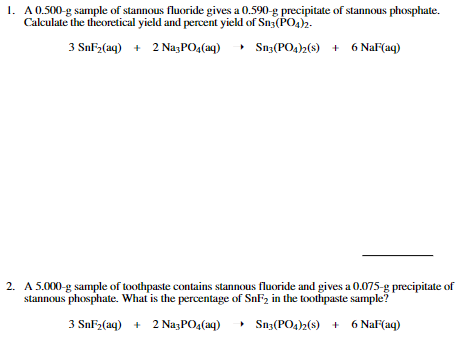 Solved A 0.500−g sample of stannous fluoride gives a 0.590−g | Chegg.com