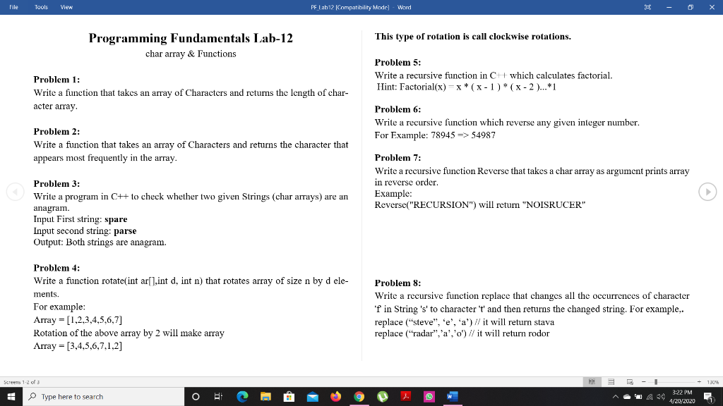 Solved Please Solve ion 1 To 8 In C Language Use C