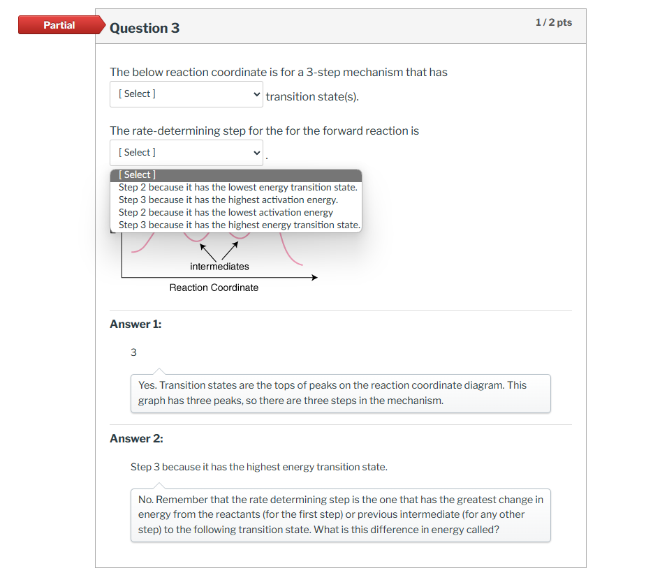 Solved PartialQuestion 312 ﻿ptsThe below reaction coordinate | Chegg.com
