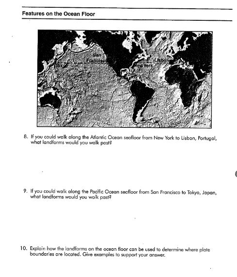 Solved PLATE BOUNDARIES IN OCEANS Part 1: Features The cross | Chegg.com