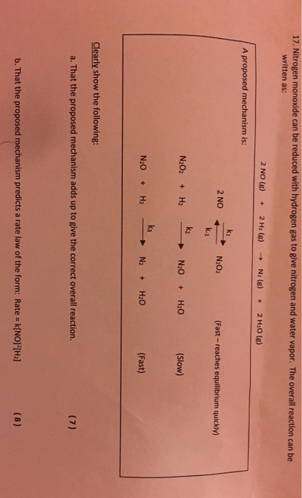 Solved Nitrogen monoxide can be reduced with hydrogen gas to | Chegg.com