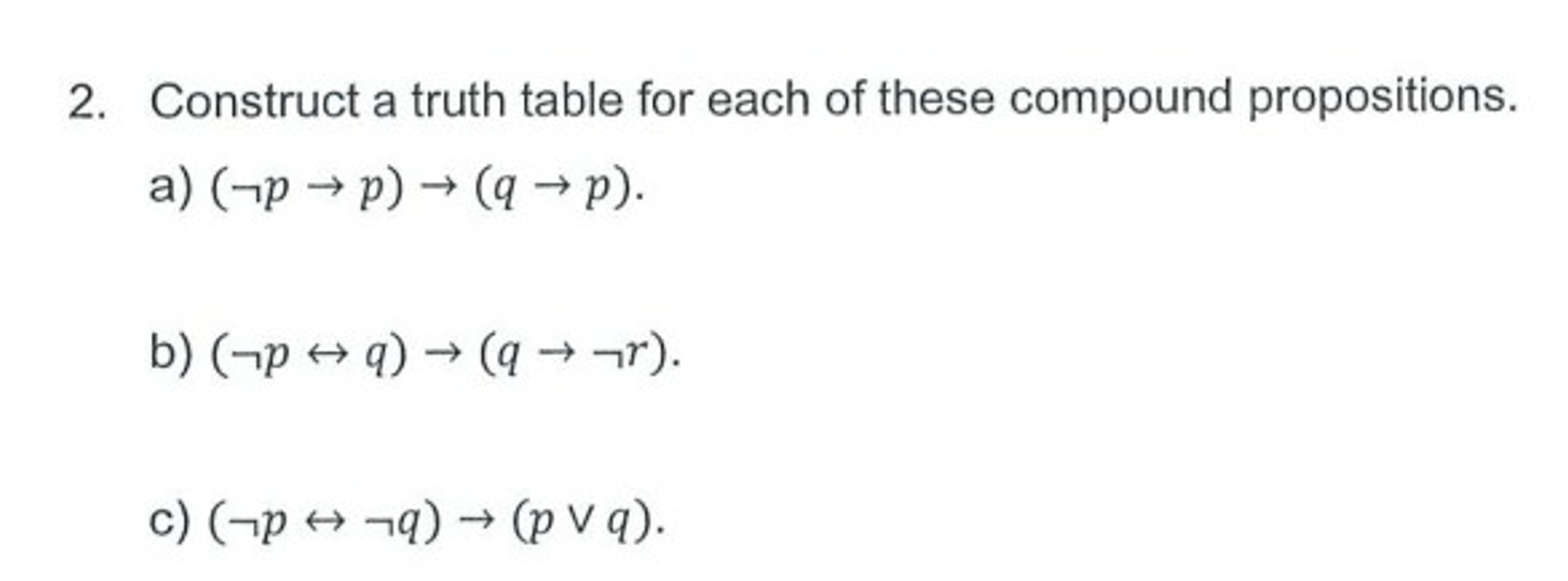 Solved Construct a truth table for each of these compound | Chegg.com
