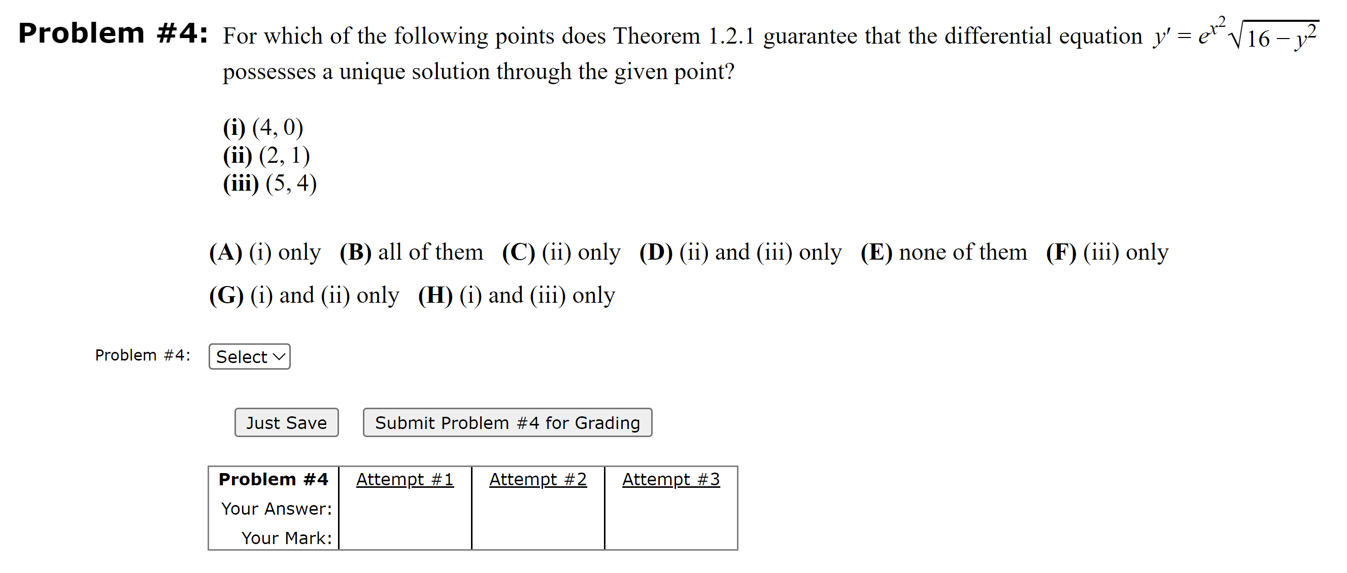 Solved blem \#4: For which of the following points does | Chegg.com