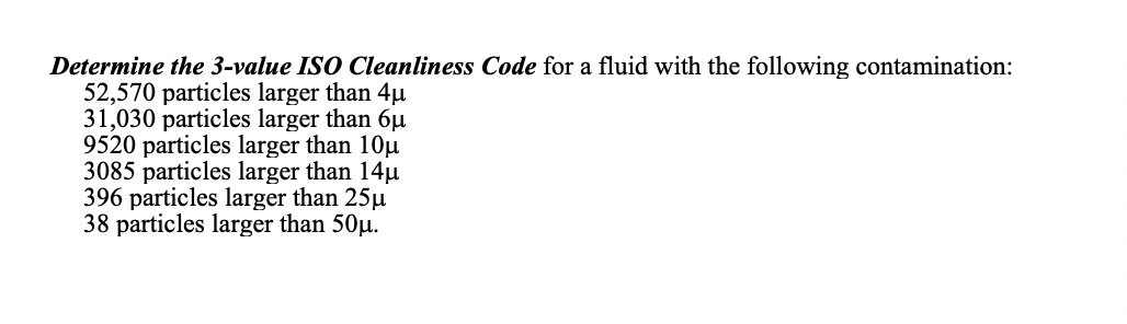 Solved Determine the 3-value ISO Cleanliness Code for a | Chegg.com