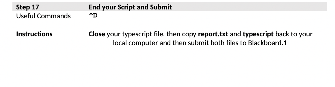 Solved Step 17 Useful Commands End your Script and Submit | Chegg.com