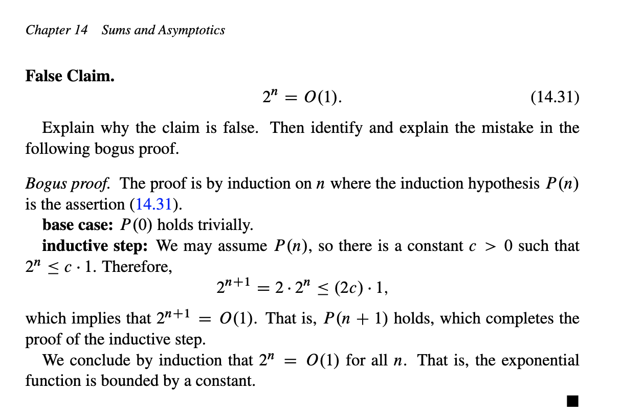 Chapter 14 Sums and Asymptotics False Claim. 2n = | Chegg.com