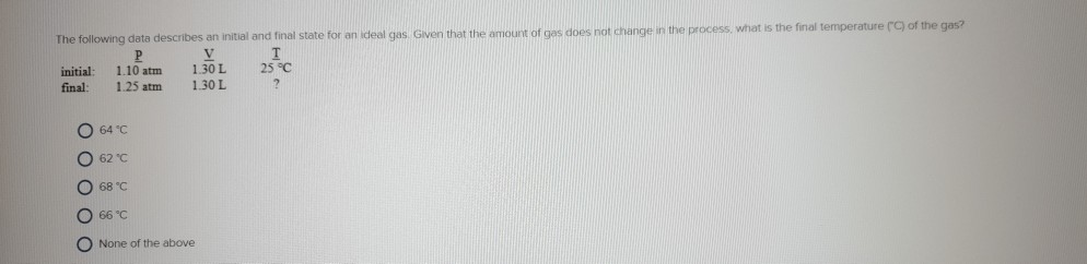 Solved The following data describes an initial and final | Chegg.com