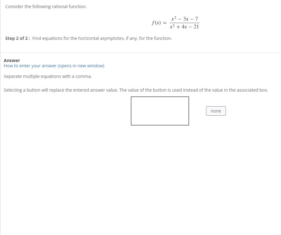 Solved Consider the following rational function. | Chegg.com