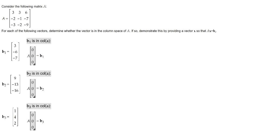 Solved Consider the following matrix A : | Chegg.com
