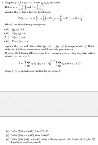 Solved Suppose yi=1+xiγ+εi, ﻿where yi,xi,ci ﻿are | Chegg.com