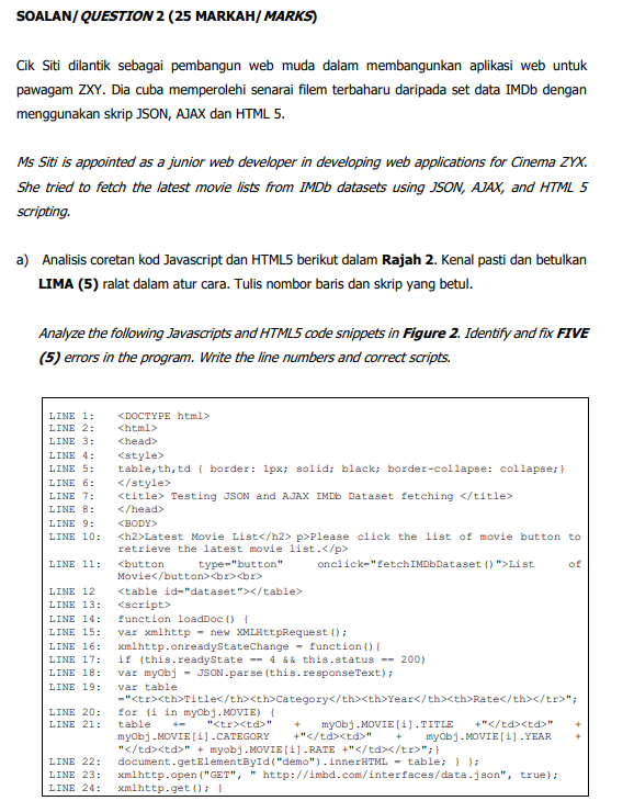 SOALAN/QUESTION 2 (25 MARKAH/ MARKS) Cik Siti | Chegg.com