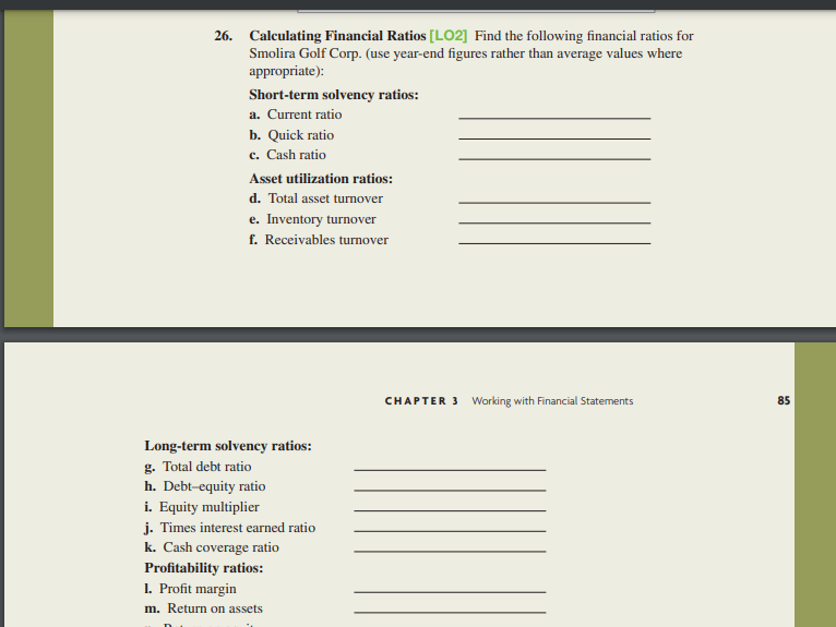 Solved 26. Calculating Financial Ratios [LO2] Find the | Chegg.com