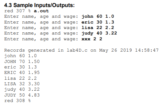 Solved 4.1 Specification Write an ANSI-C program that reads | Chegg.com