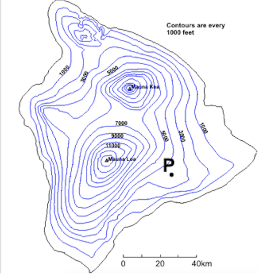 Solved The above contour map shows the island of | Chegg.com