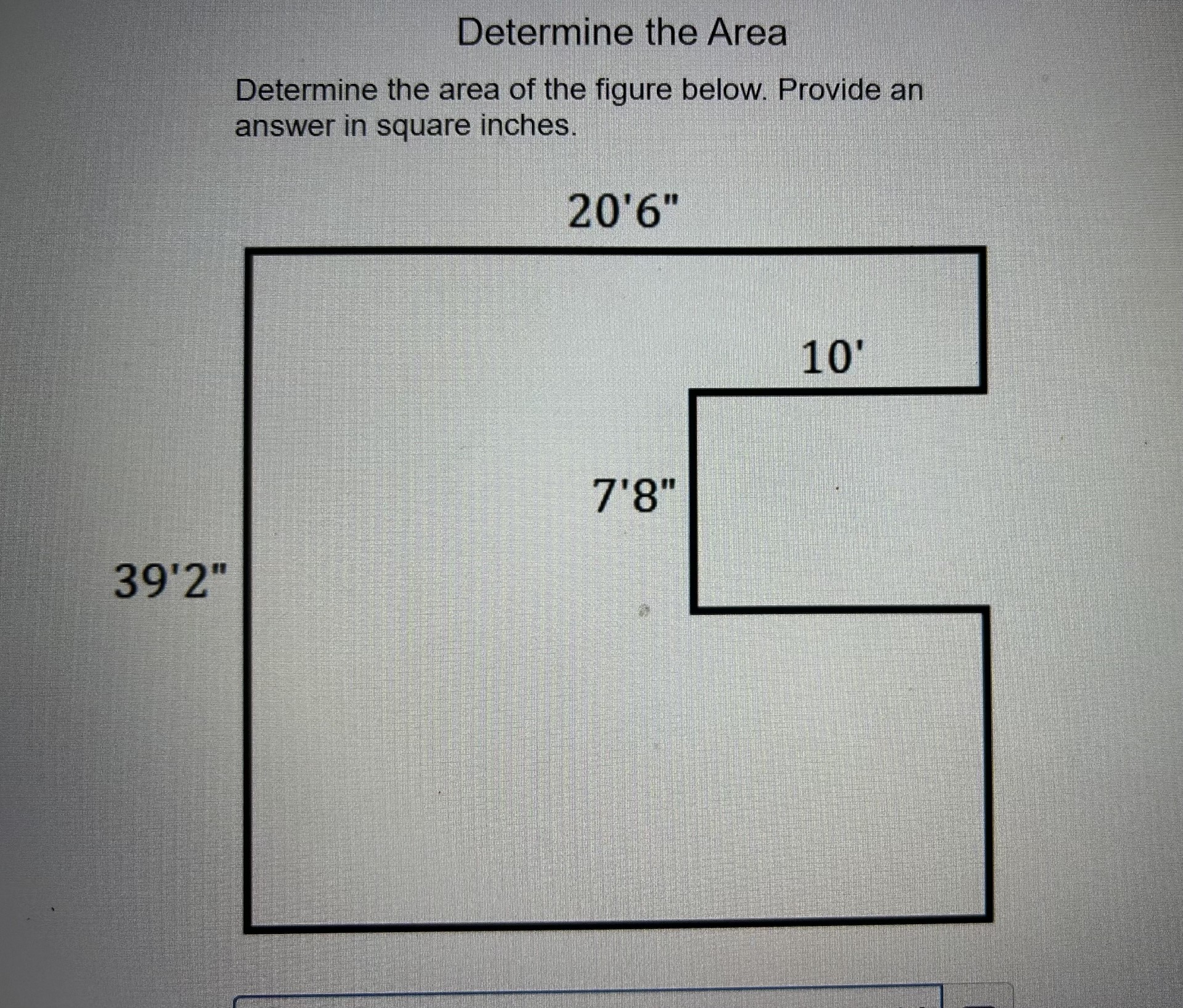 Solved Determine the area of the figure below. Provide an | Chegg.com