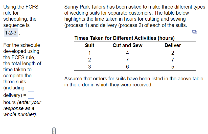 Solved \begin{tabular}{l|l} Using the FCFS & Sunny Park | Chegg.com