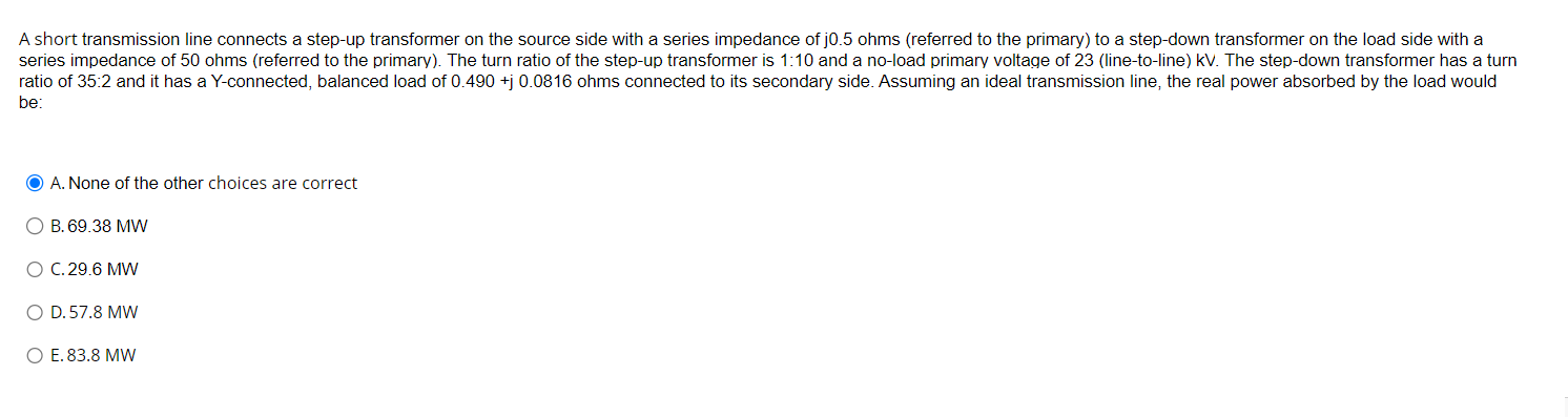 Solved A short transmission line connects a step-up | Chegg.com