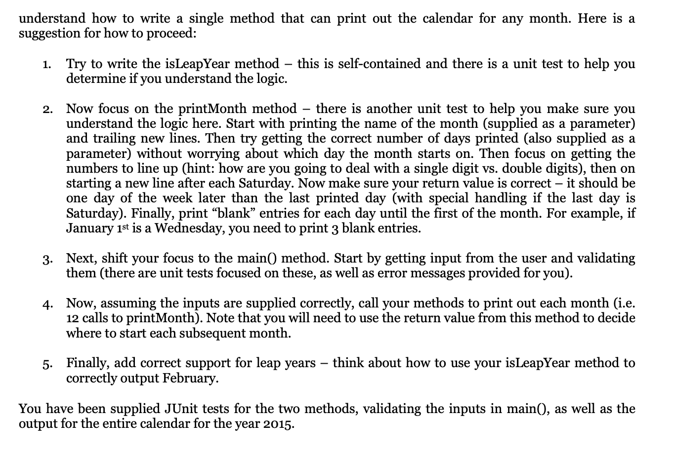 Solved Write a program to generate the entire calendar for | Chegg.com