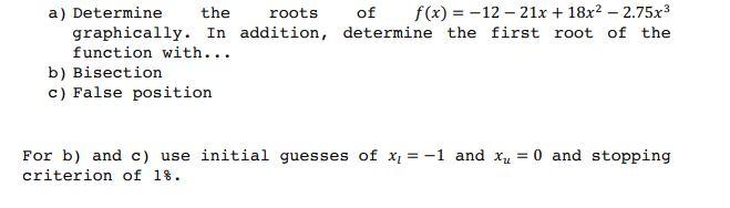 Solved a) Determine the roots of ( ) = −12 − 21 + 18 # − | Chegg.com