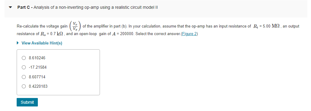 Figure 2 of 2Part C - Analysis of a non-inverting | Chegg.com