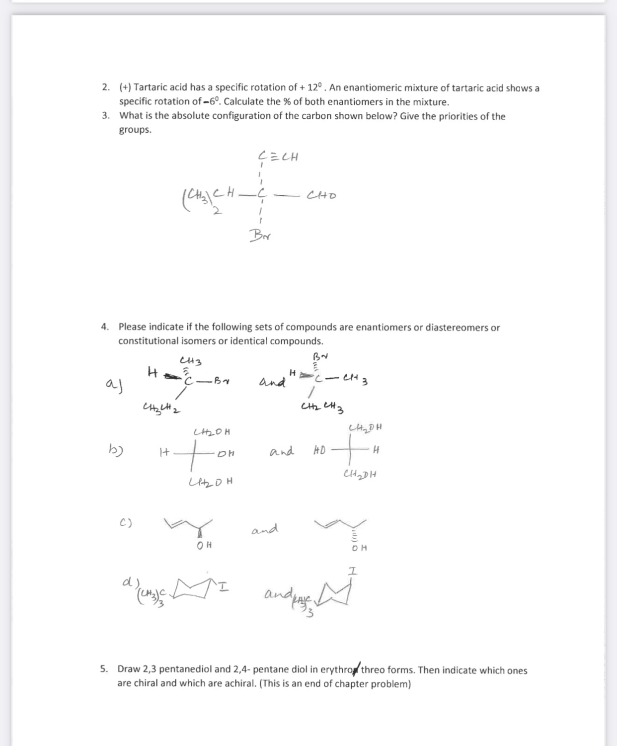 Solved (+) ﻿Tartaric acid has a specific rotation of +12°. | Chegg.com