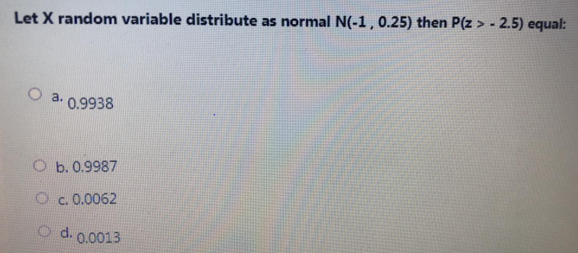Solved Let X random variable distribute as normal N(-1, | Chegg.com