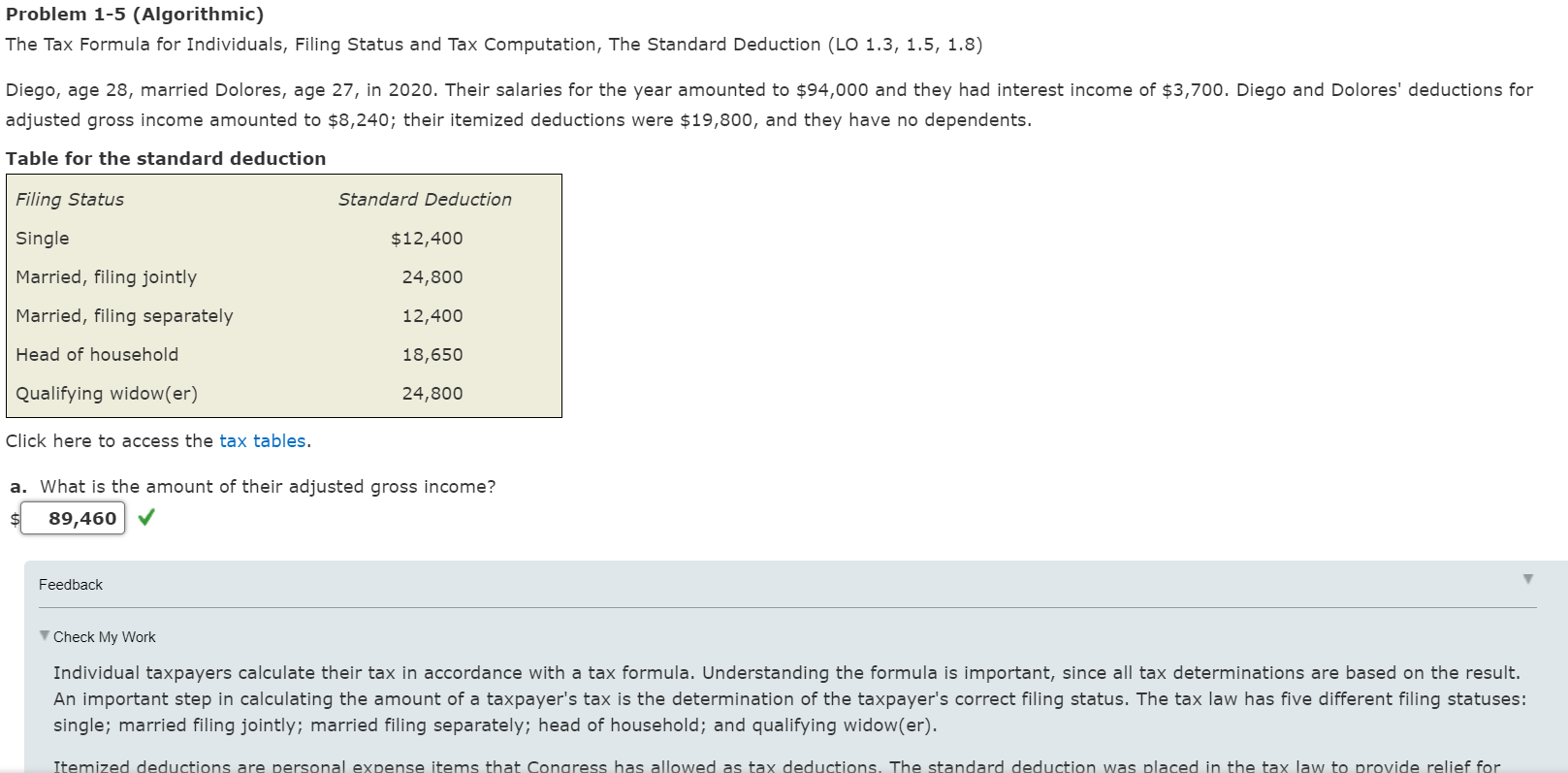 Solved Problem 1-5 (Algorithmic) The Tax Formula for | Chegg.com