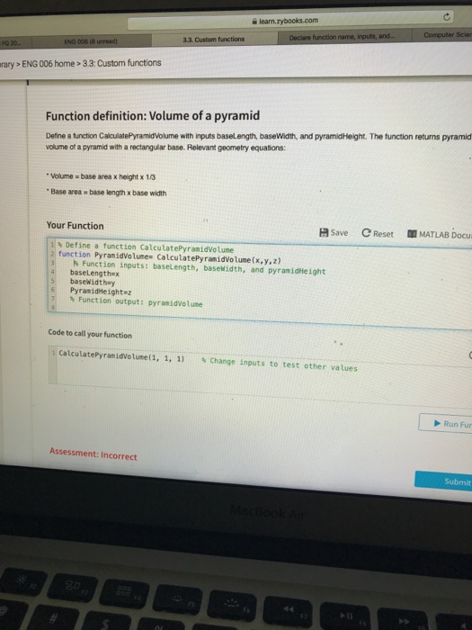 Solved learn. 33 Custom functions rary > ENG 006 home 3.3: | Chegg.com