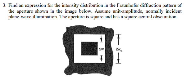 Solved 3. Find an expression for the intensity distribution | Chegg.com