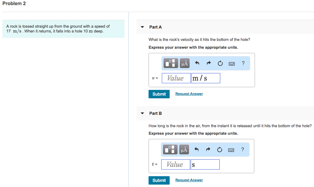 Solved Problem 2 A rock is tossed straight up from the | Chegg.com