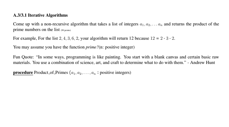 Solved A.3/3.1 Iterative Algorithms Come up with a | Chegg.com