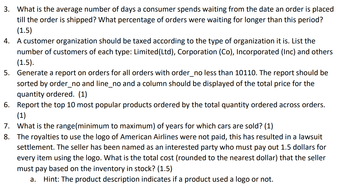Solved Can you please help me out with writing the SQL | Chegg.com