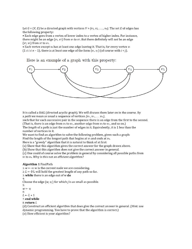 Solved Let G=(V,E) be a directed graph with vertices | Chegg.com
