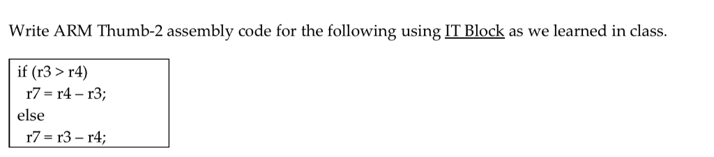 Solved Write ARM Thumb-2 assembly code for the following | Chegg.com