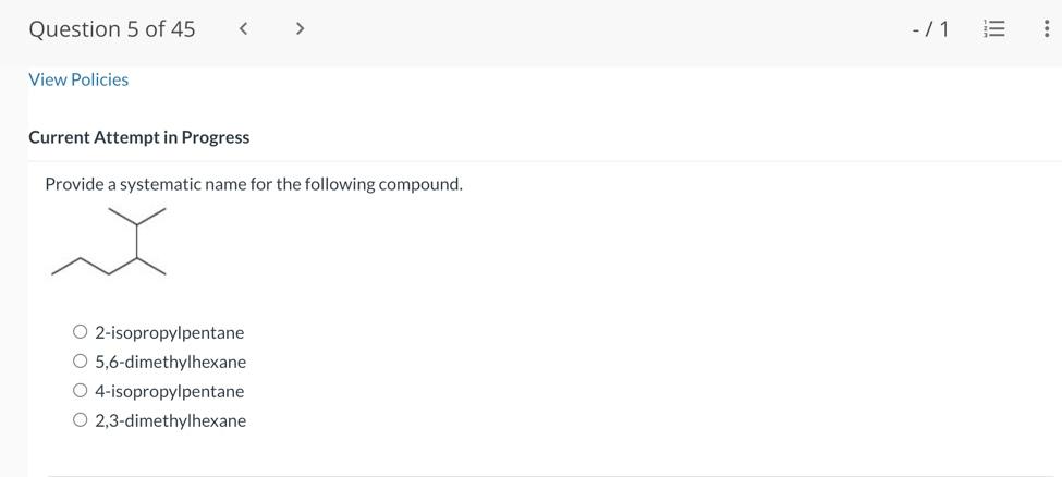 Solved Which of the following is the correct IUPAC name for | Chegg.com