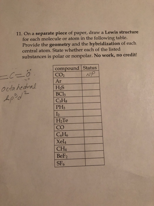 Solved 11. On a separate piece of paper, draw a Lewis | Chegg.com