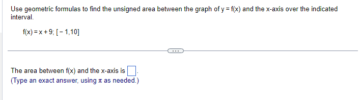 Solved Use geometric formulas to find the unsigned area | Chegg.com