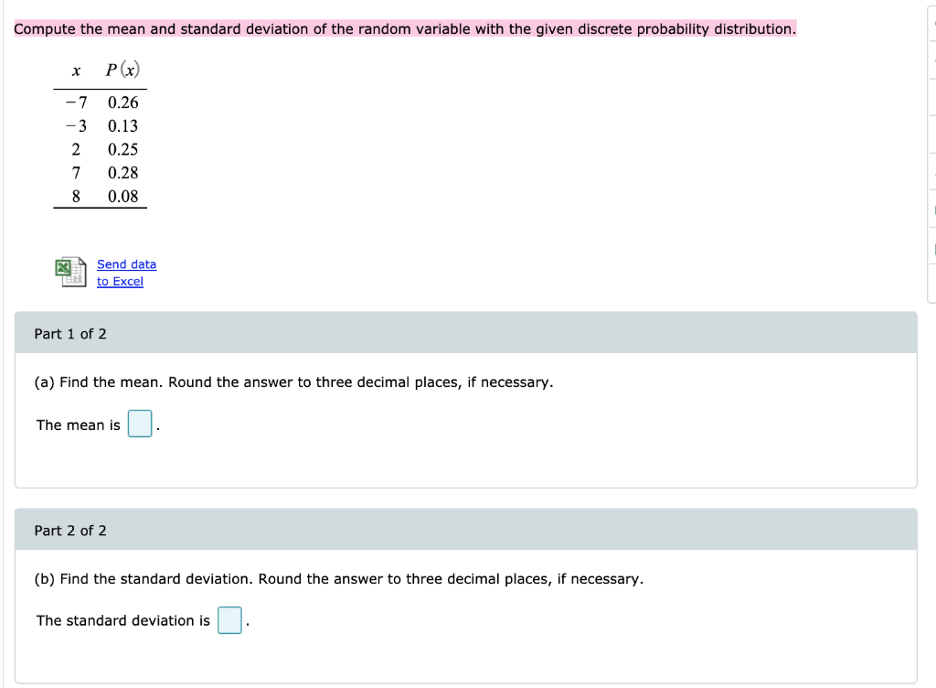 Solved Compute the mean and standard deviation of the random | Chegg.com