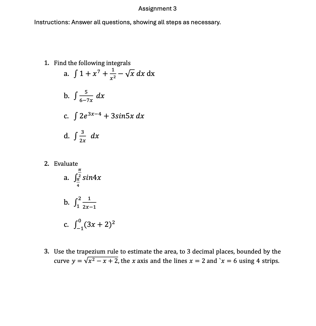 Solved Instructions: Answer all questions, showing all steps | Chegg.com