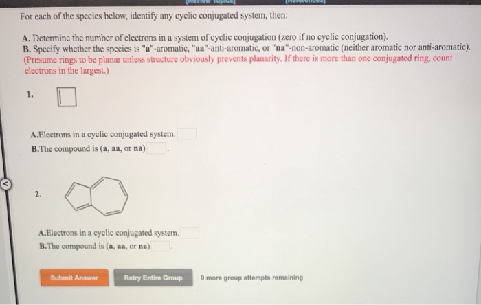 Solved For each of the species below, identify any cyclic | Chegg.com