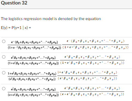 Solved The logistics regression model is denoted by the | Chegg.com